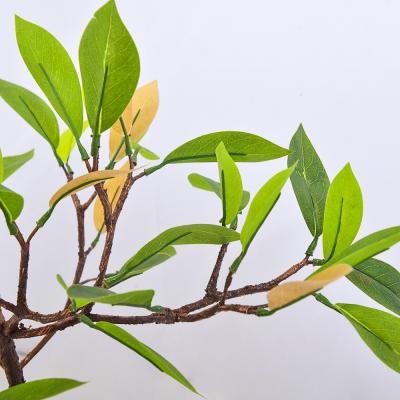 China 80cm Artificial Landscape Trees With Black Pot Preserved Moss Consise Style Green Yellow Leaves for sale