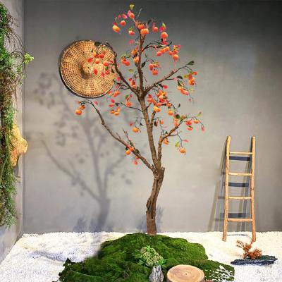 Cina Cachi artificiale durevole degli alberi del paesaggio dell'interno per l'arancia naturale della pianta in vaso di Bolcony dell'hotel in vendita