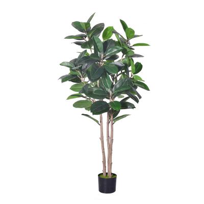 China Tropical Faux Oak Tree Bonsai Plant Faux Rubber Tree Plant​ for Home & Garden Decorative Artificial Rubber Tree for Backyard Decor for sale