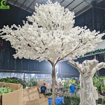 China Artificial White Color Cherry Tree Indoor Wedding Decorative Large Silk Sakura Flower Tree Big Top Quality Cherry Blossom Trees for sale