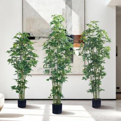Китай Искусственное растение Шеффлера с несколькими стеблями 120 см 150 см 180 см | Искусственная Арборикола для декора в офисе и дома продается