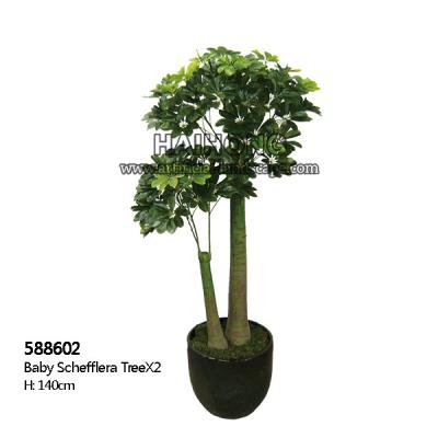 China 140cm Height Artificial Evergreen Plant Baby Schefflera Tree for sale