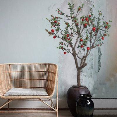 China Simulated Space Decor Artificial Pomegranate Tree Landing Bonsai Ornamental Greenery for sale