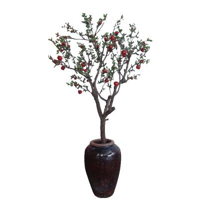 China Simulated Space Decor Artificial Pomegranate Tree Landing Bonsai Ornamental Greenery for sale