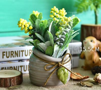 China Potted Artificial Wheat Ear Colorful Flower Home Office Desk Decor for sale