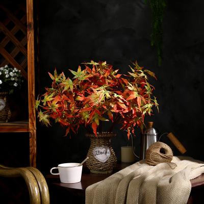 China Red Green Artificial Maple Tree Vase Flower Basket Shooting Landscaping Prop for sale