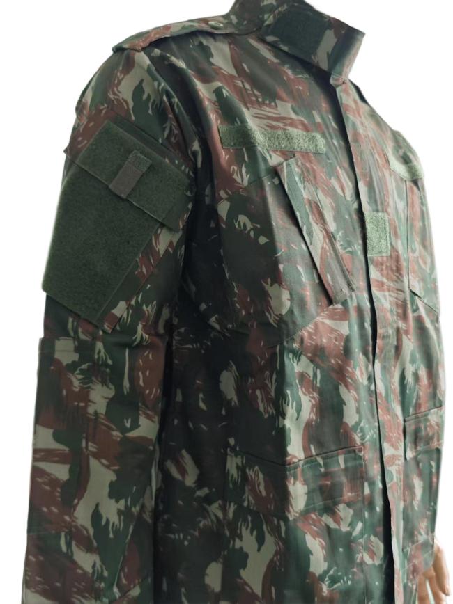 Military camouflage combat uniform back view