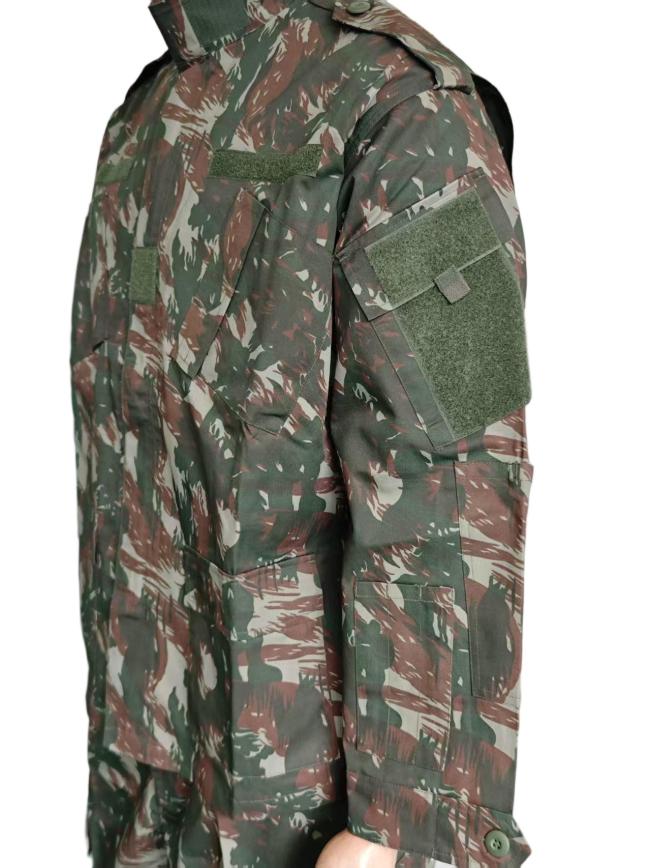 Military camouflage combat uniform trousers detail
