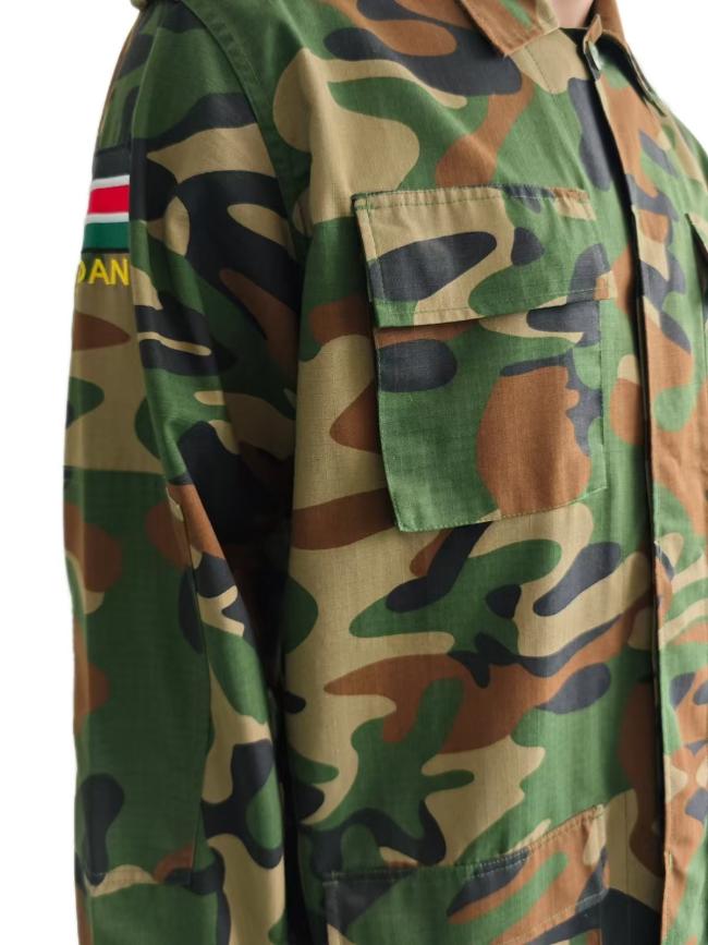 Side view of BDU Military Tactical Jacket showing button and zipper closure