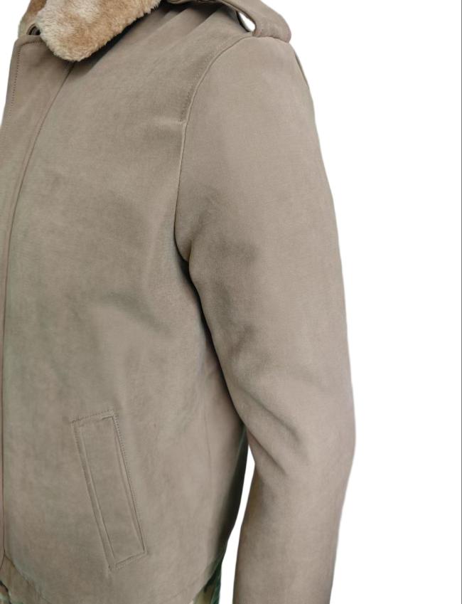 Close-up of military jacket's reinforced stitching