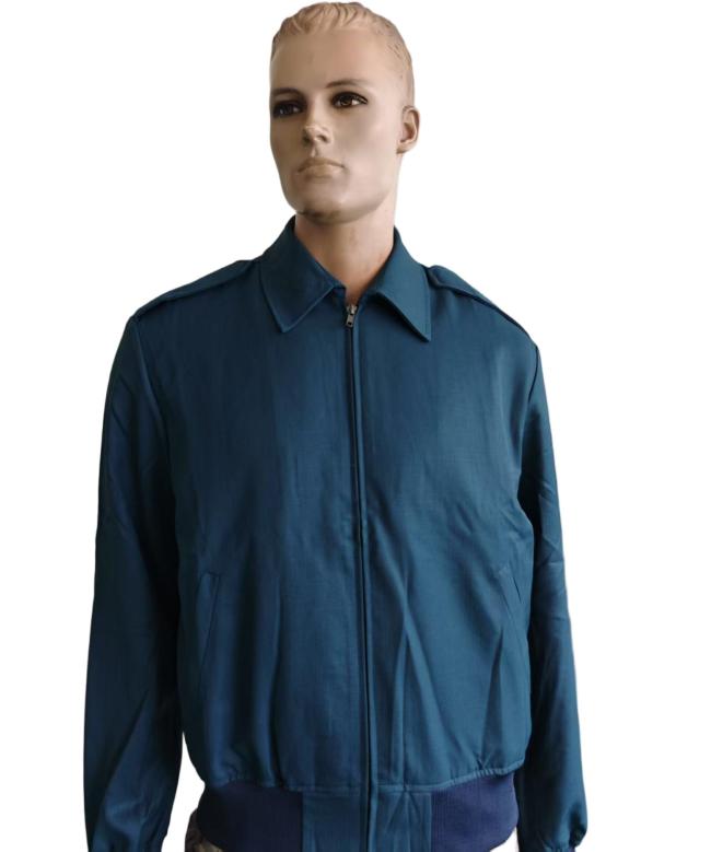 Blue military jacket front view