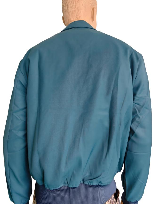 Blue military jacket back view