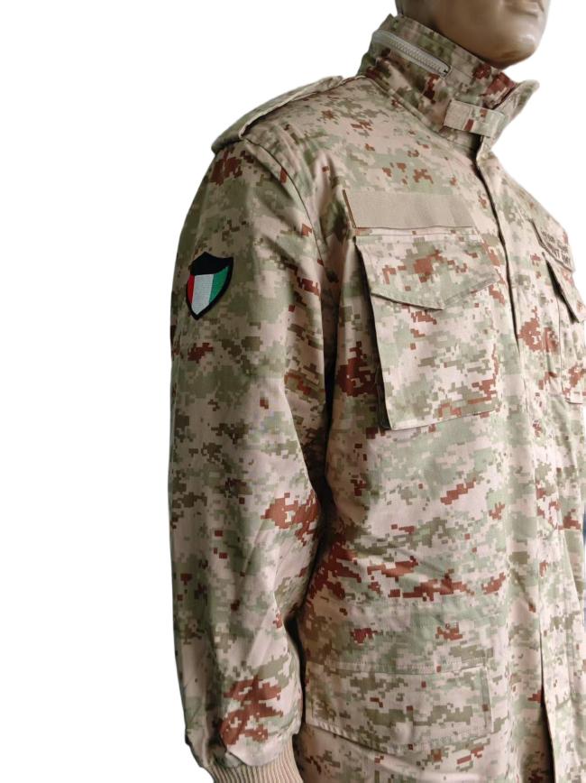 Military jacket back view showing camouflage pattern
