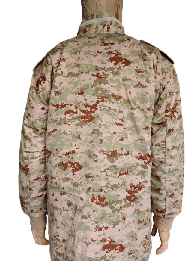 Military jacket front view with zipper closed