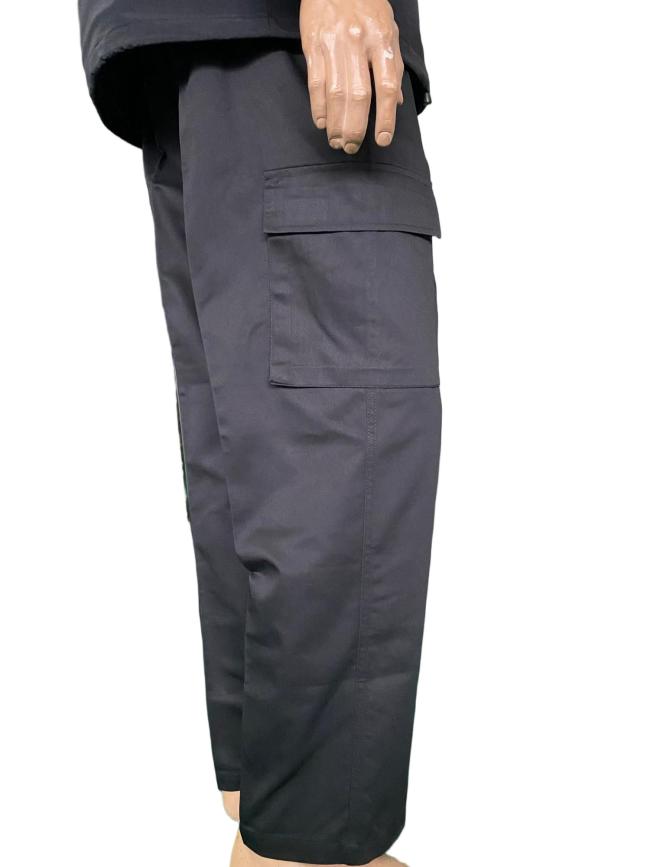 Military jacket side view displaying multiple pockets