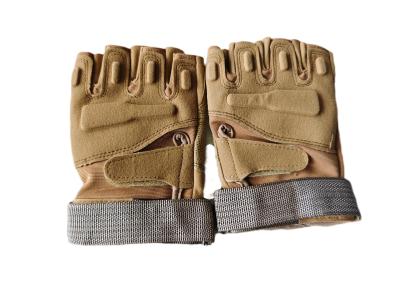 China Tactical Brown Microfiber Combat Gloves Half Finger for Outdoor Training for sale