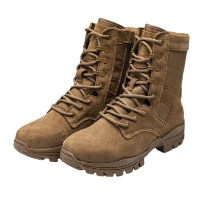 China Full Grain Leather Brown Combat Military Boots Winter Military Mountaineering Boots Puncture Proof for sale