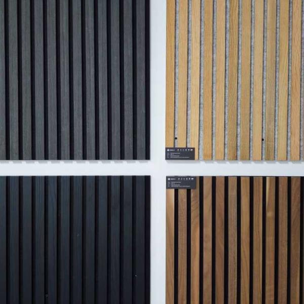 Quality Three Side Wood Veneer Slat Wall Acoustic Panel Walnut E0 Grade 21mm Thick for sale