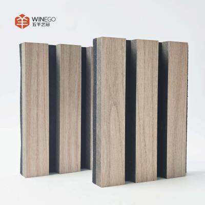 China Moderne houten slaten akoestische panelen Melamine afwerking geluidsreductie for sale