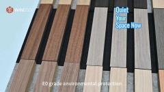 Three Side Wood Veneer Slat Wall Acoustic Panel Walnut E0 Grade 21mm Thick
