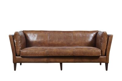 Cina Tempo di impiego lungo del sottotetto di stile del compatto 3 di Seater Brown del cuoio delle gambe di legno semplici dello strato in vendita