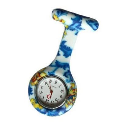 Cina Mini orologi da tasca di gomma dell'infermiere della stampa blu e bianca della porcellana leggeri in vendita