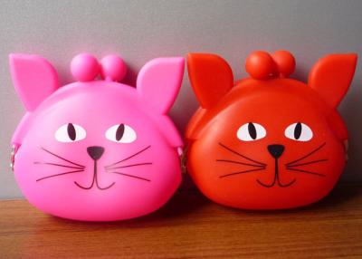 Cina Borsa rossa della moneta del silicone del gatto, portafogli 95 * 85 * 45mm dei soldi in vendita