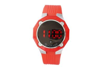 Cina Orologio elettronico di conto alla rovescia del braccialetto di gomma rosso dell'orologio del silicone LED delle signore del poligono in vendita