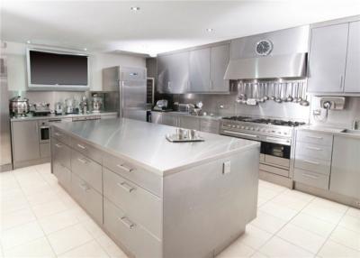 China Knocked Down Commercial Kitchen Cabinets Stainless Steel Artificial Stone for sale