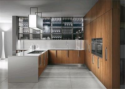 China Hotel Project Custom Stainless Steel Kitchen Cabinets High End U Shaped for sale