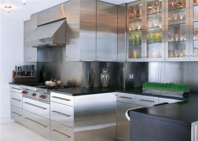 China Range Hood Simple Stainless Steel Kitchen Cupboards , Villa Ktichen Cabinets for sale