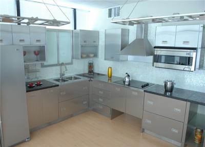 China Simple Commercial Stainless Steel Kitchen Cabinets For Home / Hotel / Apartment for sale