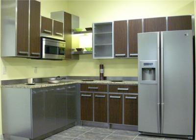 China L Shaped Commercial Stainless Steel Kitchen Units Moisture Proof Particle Board Carcass for sale