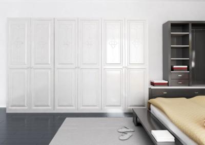 China Matt White Built In Hinged Wardrobe Doors Wooden With Cloth Closet Organizers for sale