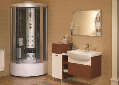 China White Lacquer Painted Wooden Veneer Bathroom Vanity Cabinets With Lights for sale