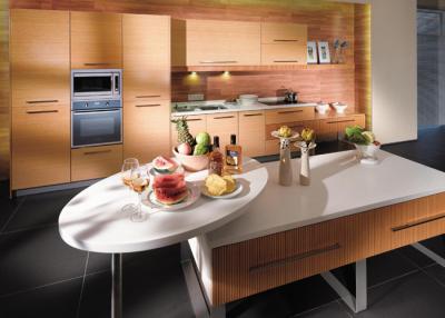 China Yellow Integrated PVC Kitchen Cupboards / Cabinets With Soft Closing Drawers And Dishwasher for sale