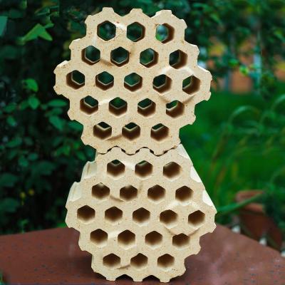 China Glass melting furnace / hot blast stove use checker refractory bricks with holes to insulation for sale