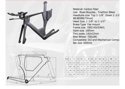 Cina ingranaggio fisso della struttura della fibra del carbonio di Toray T800 della fibra del carbonio della struttura della bici della pista del carbonio 700*25C in vendita