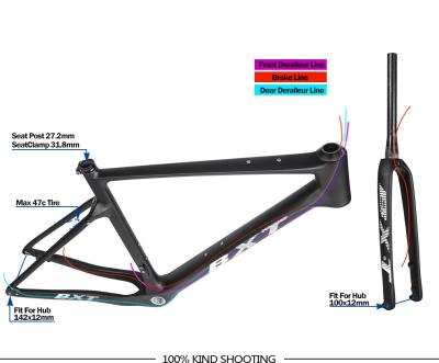 Cina T800 Carbon Gravel Bike Frame Fully Hidden Cable Routing Road Bicycle Frameset 700C in vendita