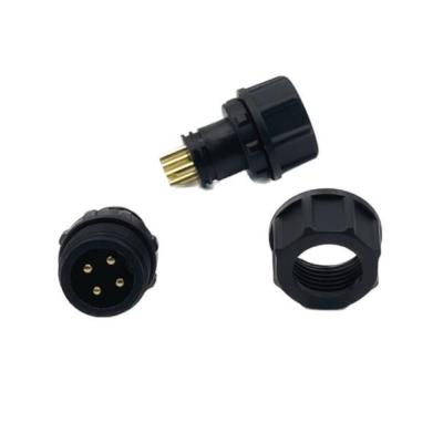 China PA9T Gold Plated IP67 Waterproof Male Cable Connectors M13 4 Pin for sale