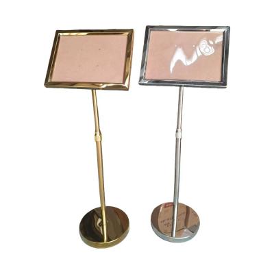 Китай A3 A4 A5 Вертикальный полированный нержавеющий сталь знак стойка для гостиницы ресторан OEM дизайн продается