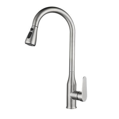 China 304 Steel Pull Out Kitchen Faucet Telescopic Hot And Cold Single Hole Installation for sale