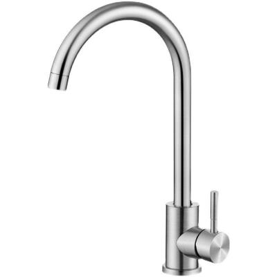 China Modern Single Cold Stainless Steel Faucet Brushed Surface 360 Degree Rotation for sale