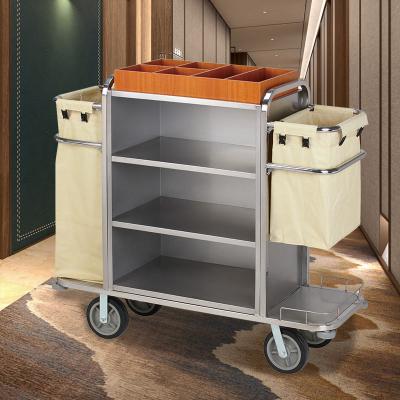 Китай Гостиничный лобби Нержавеющая сталь Корзина для уборки Гостевой сервис в номере Троллейбус с сумками для белья продается