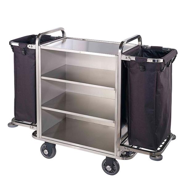 Quality Stainless Steel Multifunctional Hotel Housekeeping Cart Room Service Trolley OEM ODM for sale