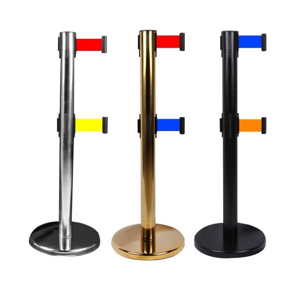 Quality Custom Hotel Railing Stand With Rope Retractable Belt Railing Post Crowd Control for sale