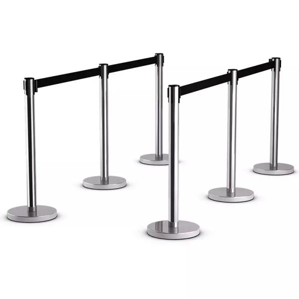Quality Retractable Stainless Steel Crowd Barrier Hotel Use Barricade Stand Stanchion Railing for sale