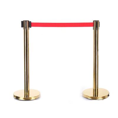 China Stainless Steel Retractable Belt Barrier Stanchion Pole Crowd Control Rope Barrier for sale