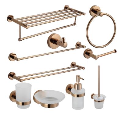 China 10 Piece Wall Mounted Bathroom Hardware Sets Rose Gold Color Towel Bar Set for sale