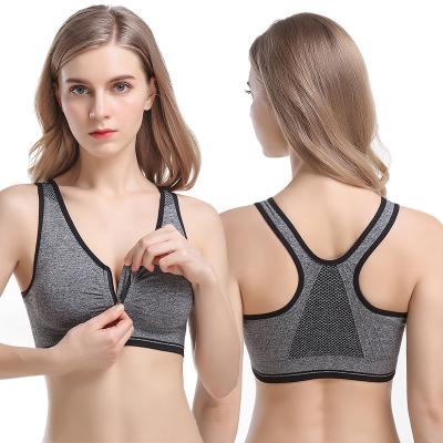 China M-4XL large size front zipper non-steel ring shockproof sports bra running yoga fitness gym vest sports bra women top for sale